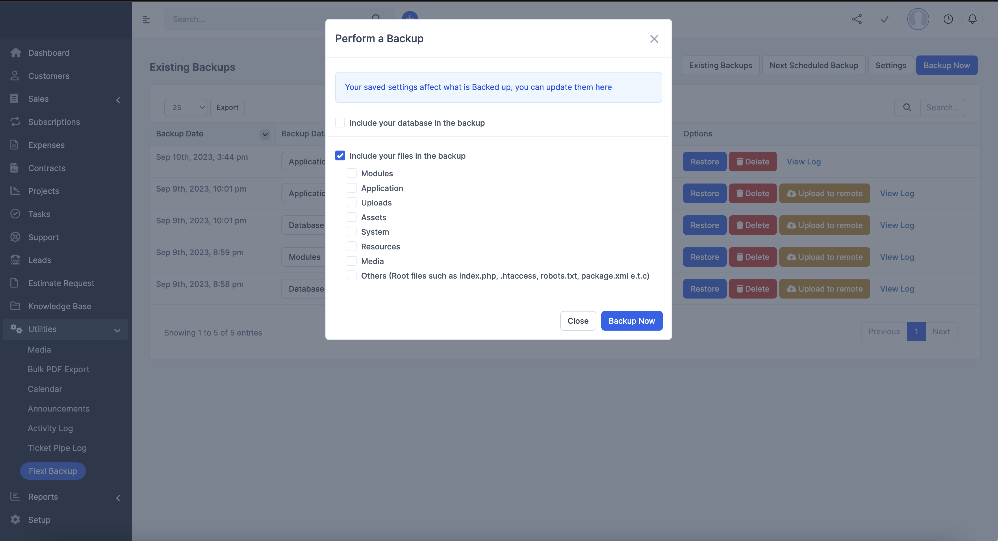 Flexibyte - Flexi Backup and Restore Module Documentation